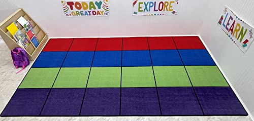 KidCarpet.com Blocks Seating Classroom Rug Multi with 24 Squares, 7'6 ...