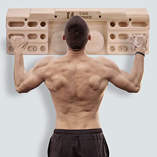 TWO STONES Wooden Hangboard Rock Climbing Pull Up Bar Designed Training ...