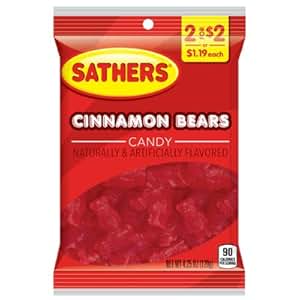 Amazon.com : Sathers 2 for $2 Cinnamon Bears Gummy Candy, 4.25 Ounce ...