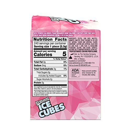 ICE BREAKERS ICE CUBES BUBBLE BREEZE Sugar Free Chewing Gum, Made with ...