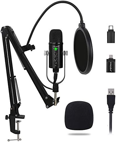 PROAR USB Microphone Condenser Computer PC Gaming Mic Podcast ...