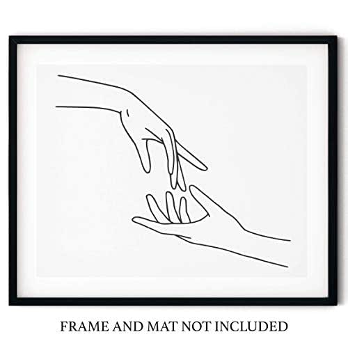 Amazon.com: ‘Take My Hand’ Abstract One Line Hands Drawing - 11x14 ...