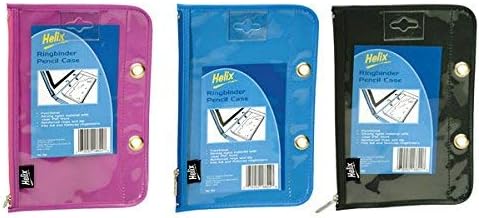 Helix Ringbinder Pencil Case Nylon PVC 225x150mm Assorted: Amazon.co.uk ...