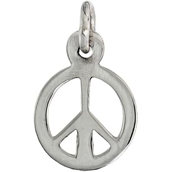 Amazon.com: Sterling Silver Small Peace Sign Pendant, with 18 inch Thin ...
