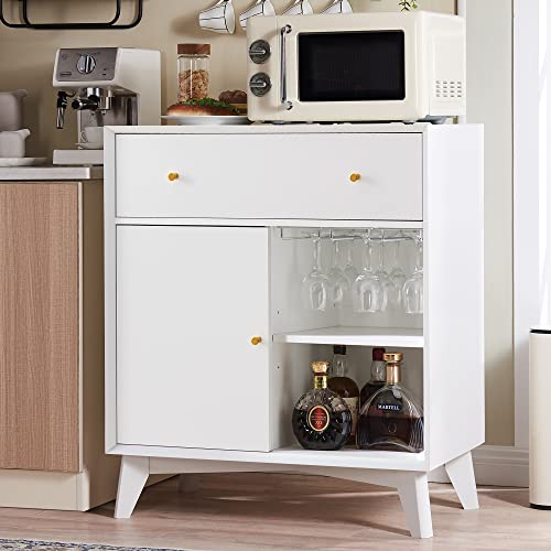 OKD Mid Century Modern Wine Bar Cabinet, 31.5" Small Coffee Bar Cabinet ...