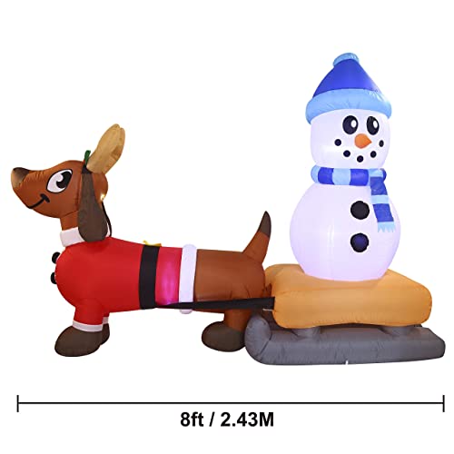 8 FT Puppy Long Inflatable with Build-in LEDs Blow Up Inflatables for ...