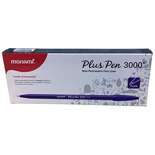 Monami Plus Pen 3000 Fine Sign Pen Felt Tip Water Based Ink [Pack of 12 ...