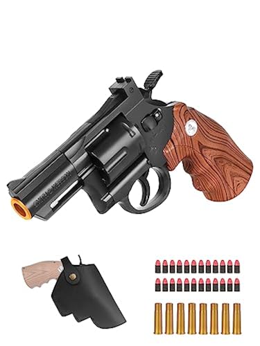 Revolver Toy Gun with Leather Holster IWB, Shell Ejecting, Soft Bullets ...