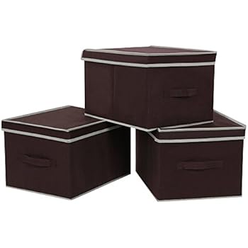 Amazon.com: Household Essentials Fabric Storage Boxes with Lids and ...