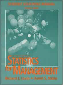 Statistics for Management: Student Solutions Manual: Levin, Richard I ...