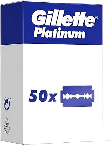 Gillette Platinum Double Edge Razor Blades Men, Pack of 50 Stainless ...