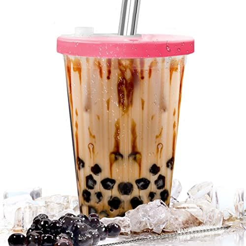 Reusable Boba Cup, 17 Ounce Bubble Tea Cup, Double Wall Insulated Boba ...