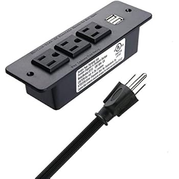 Amazon.com: Recessed Power Strip Socket with USB Ports.Desk 3-Outlets ...