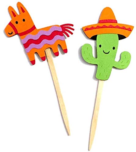 Amazon.com: Fiesta Cupcake Toppers Set of 12 / Mexican Party Decoration ...