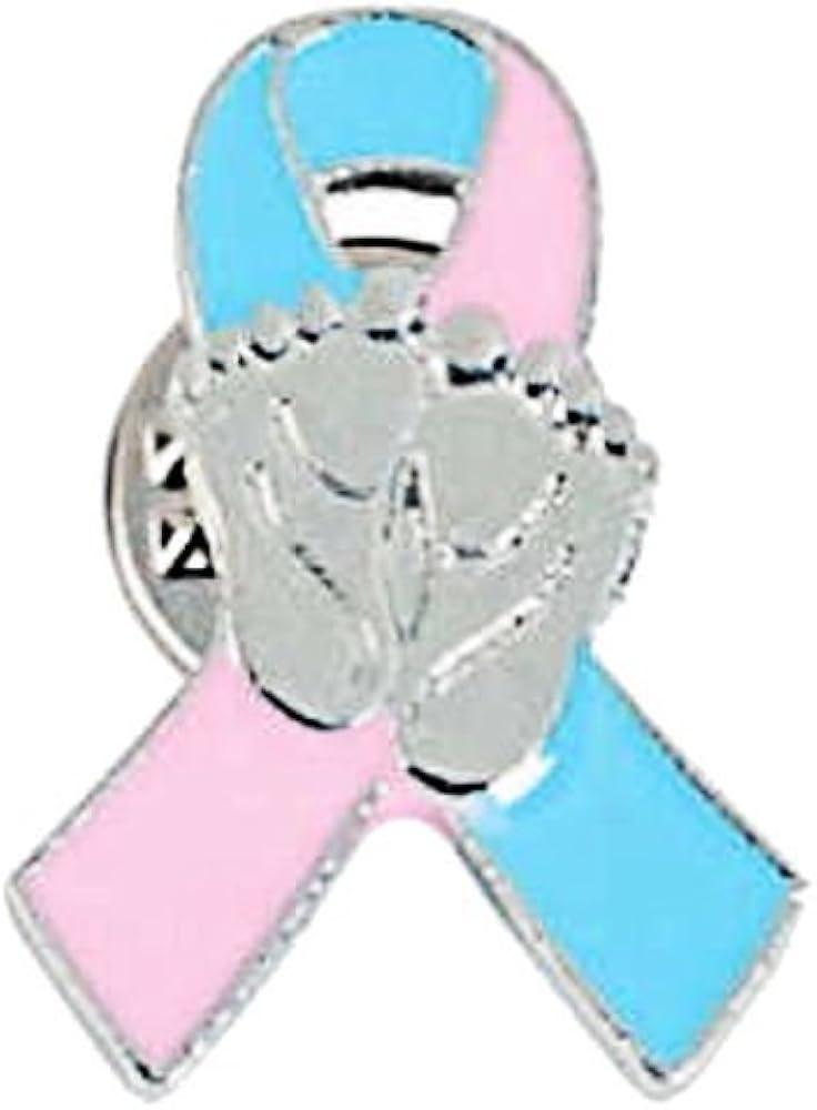 Amazon.com: FX Infant Loss Awareness Ribbon with Baby Footprints Pins ...