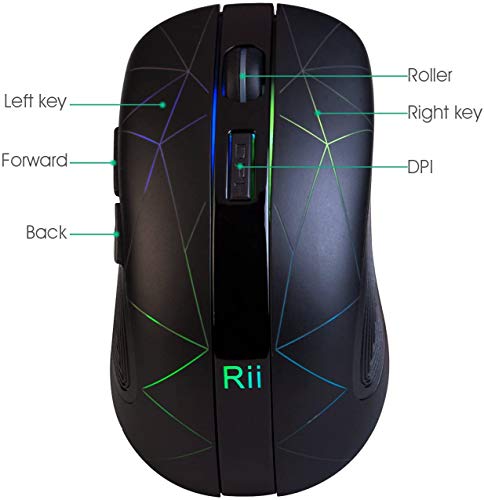 Rii RM200 2.4G Wireless Mouse with USB Nano Receiver, 5 Buttons ...