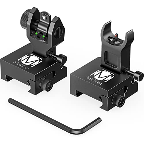 MidTen R4 Iron Sights Flip Up Sight with Fiber Optics Front and Rear ...