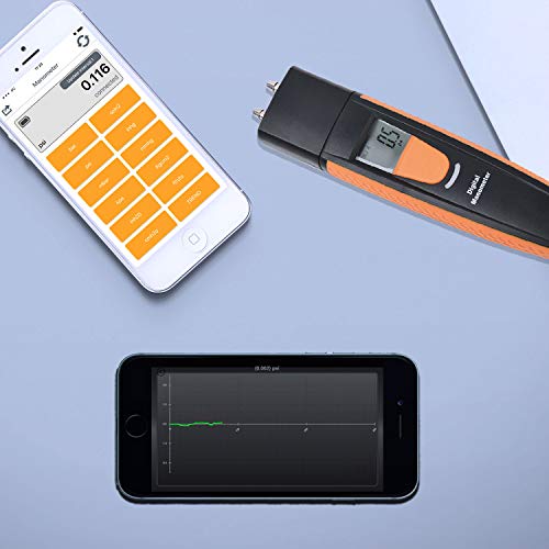 Bluetooth Digital Manometer, Dual Port Air Pressure Meter Pressure ...