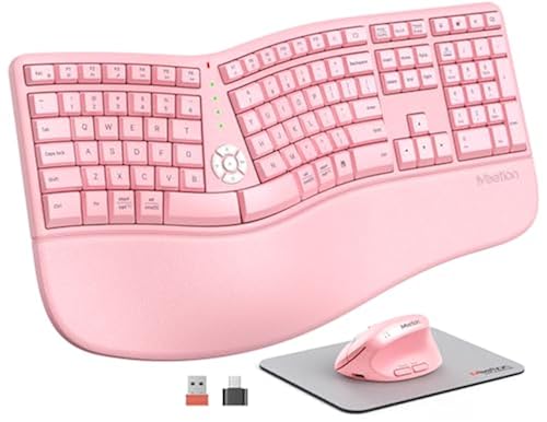 MEETION Ergonomic Keybard and Mouse Split Keyboard with Cushioned Rest ...