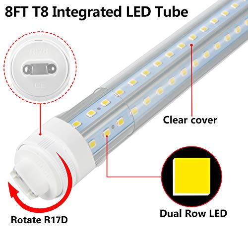 10Pack-T8 T10 T12 LED Tube,R17D/HO 8FT LED Bulb - Rotate V Shaped ...
