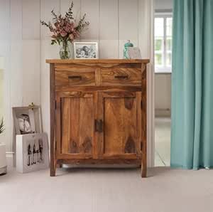 ANGEL FURNITURE Lowboy Storage Cabinet with Two Drawer in Honey Finish ...