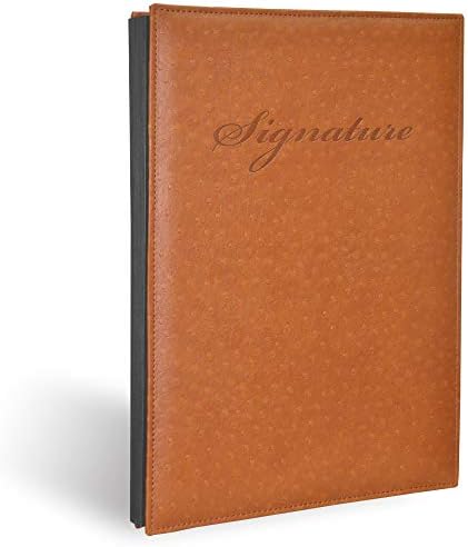 FIS Ostrich Italian PU Cover Signature Book, 18 Sheets with Box, Brown ...