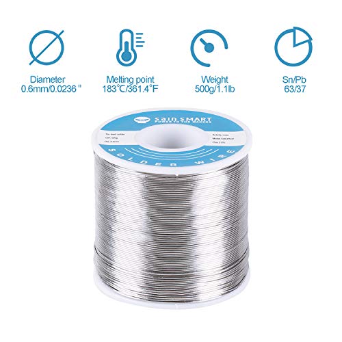 SainSmart 0.6mm Solder Wire 63/37 Tin/Lead Sn63Pb37 with Flux Rosin Core for Electrical ...