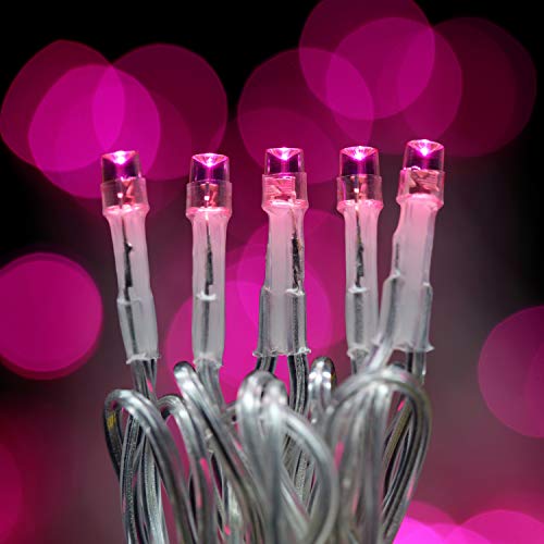 YULETIME 100 Feet 300 Count Pink LED String Lights with 8 Models ...