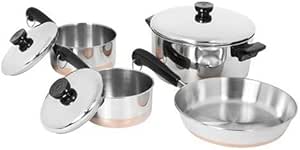 Amazon.com: Revere Copper Clad Cookware Set, Silver (7 Piece): Cookware ...