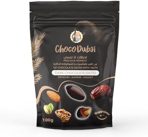 Choco Dubai Dark Chocolate Coated Dates – 100g | Stuffed with Pistachio ...