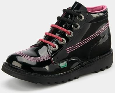 KICKERS, GIRLS JUNIORS KICK HI KICKERS SCHOOL SHOES/BOOTS BLACK PATENT ...