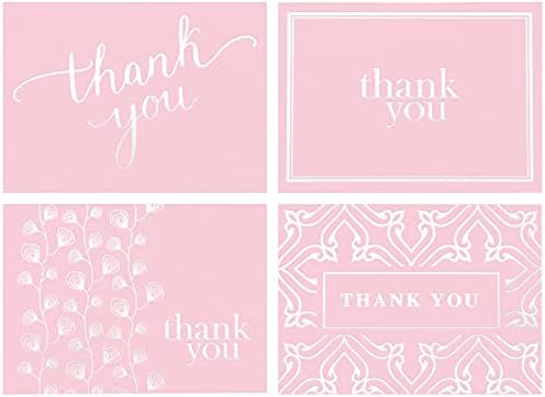 Spark Ink 100 Pink Thank You Cards with Envelopes Bulk | Made in USA ...