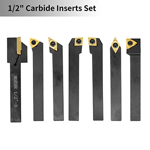 Indexable Lathe Turning Tool,1/2'' Shank 7 Pieces Carbide Turning Tool Set,Metal Lathe Tools ...