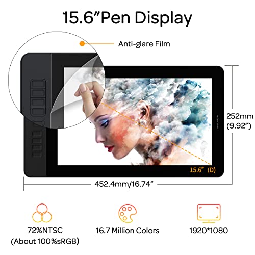 GAOMON PD1561 Screen Drawing Tablet with 10 Shortcut Keys Tilt-Support ...