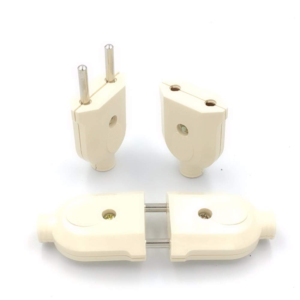 Buy Jammas EU European 2 Pin AC Electrical Power Rewireable Plug Male ...