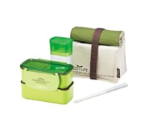Amazon.com: LOCK & LOCK Mini Lunch Box with Bag and Water Bottle, Green ...