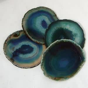 Amazon.com: Teal Agate Coasters, Set of 4 : Home & Kitchen