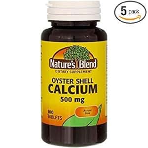 Amazon.com: Nature's Blend Oyster Shell Calcium 500 mg Tablets - 100 ct ...