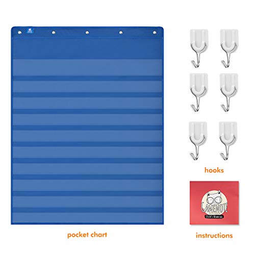 Gamenote Classroom Standard Pocket Chart with Hooks - 34×44 Heavy Duty ...