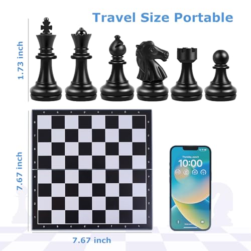 Upgrade Magnetic Travel Chess Set - Vikutu Portable Mini Chess Set 7.6 ...