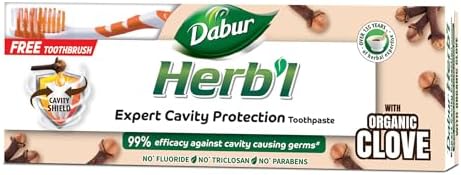 Dabur Herbal Cavity Protection Clove Toothpaste (150g + Toothbrush ...