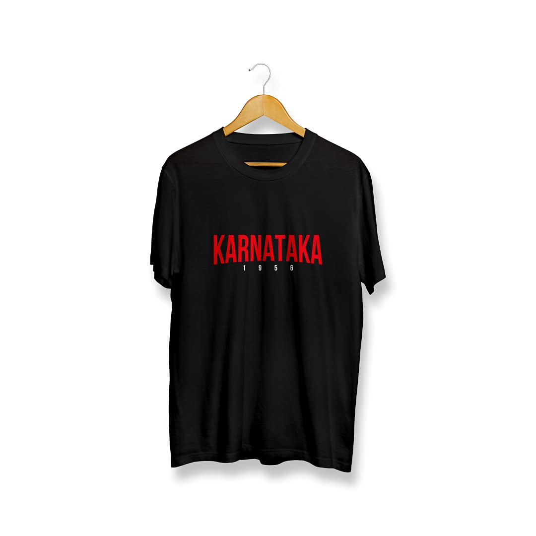 Buy IRUVE Karnataka-1956 Unisex Cotton Regular Fit Printed Kannada T ...