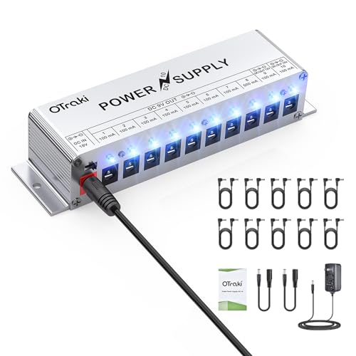 OTraki Guitar Power Supply - 10 Individual DC Output Interfaces for 18V ...