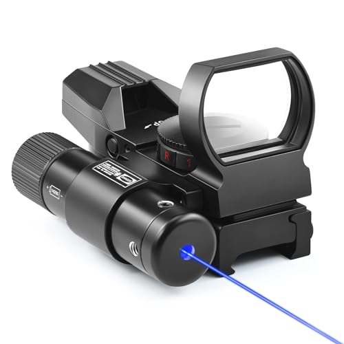 PINTY Reflex Sight with 4 Reticle Optics, Red Dot Sight with Laser, Red ...