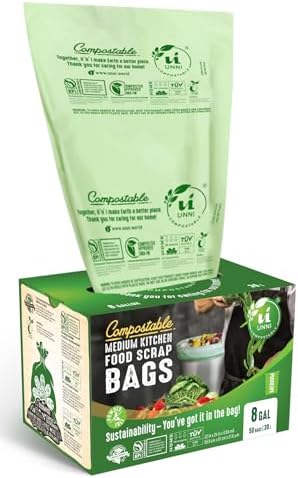 UNNI ASTM D6400 100% Compostable Trash Bags, 6-8 Gallon, 30L, 100 Count ...