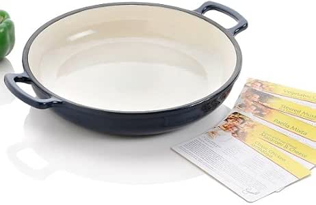Amazon.com: Emeril Enameled Cast Iron 4-Quart Paella Pan: Kitchen & Dining