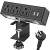 Desktop Edge Power Strip, Removable Clamp Power Outlet Socket with USB ...