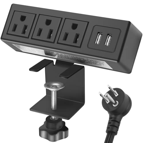 Desktop Edge Power Strip, Removable Clamp Power Outlet Socket with USB ...