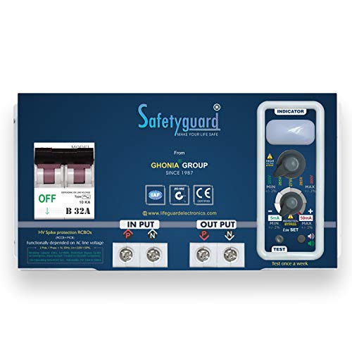 SAFETYGUARD Copper Metal 32A Single Phase 2 Pole ELCB RCCB RCBOS with ...