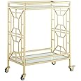 Amazon.com - Posh Living Lynn Modern Glass and Metal Bar Cart in Gold ...